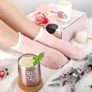 FAYODO Christmas day Gifts For Women - 11 Pcs Relaxing Spa Gift Boxes For Her, Happy Birthday Friendship Gift Sets for Women Friends Sister Mom Wife Girlfriend With Wine Tumbler Candle