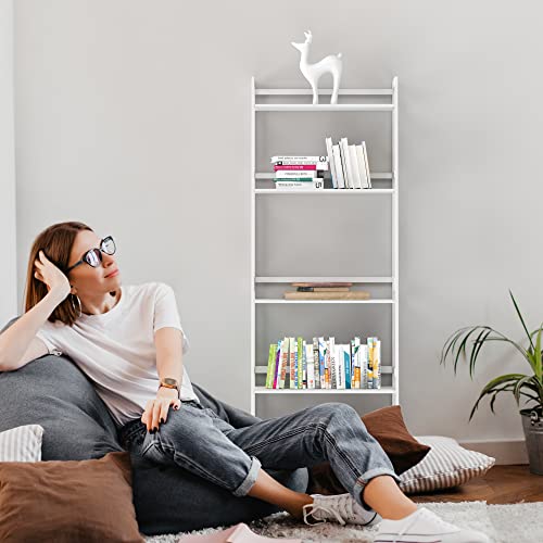 WTZ Bookshelf Book Shelf, Bookcase Storage Shelves Book case, Ladder Shelf for Bedroom, Living Room, Office MC-508(White)