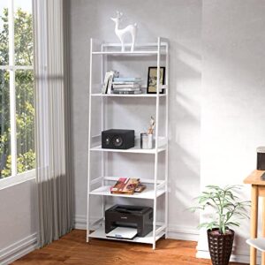 WTZ Bookshelf Book Shelf, Bookcase Storage Shelves Book case, Ladder Shelf for Bedroom, Living Room, Office MC-508(White)