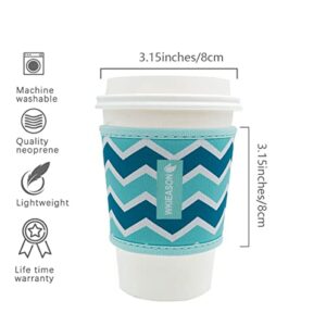 WK IEASON Reusable Hot Coffee Cup Insulator Sleeves Neoprene Hot Coffee and Tea Cup Holder Sleeves Cover Reusable 16-24OZ for Starbucks Coffee, McDonalds, Dunkin Donuts, More (Floral patterns)