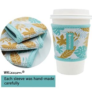 WK IEASON Reusable Hot Coffee Cup Insulator Sleeves Neoprene Hot Coffee and Tea Cup Holder Sleeves Cover Reusable 16-24OZ for Starbucks Coffee, McDonalds, Dunkin Donuts, More (Floral patterns)