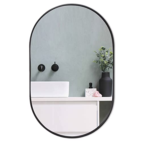 zenmag Black Oval Mirror, 24"x36" Oval Bathroom Mirror, Large Mirror with Metal Frame, Black Vanity Mirror, Wall Mounted Mirror for Bathroom, Entryway, Living Room, Vertical or Horizontal Hanging