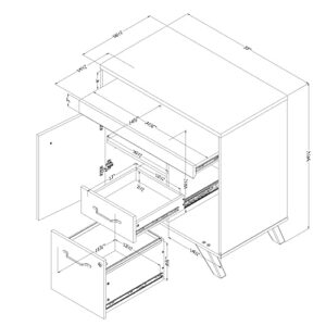 South Shore Flam Multi-Function Secretary Desk, Nordik Oak