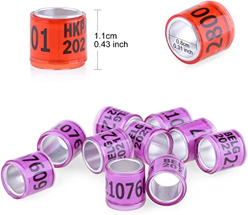 2023 dove rings, anillos para palomas, numbered 8mm bird band, Bird Leg Rings Bird Leg Plastic Pigeon Leg Bands Numbered Leg Rings with Training Identify Birds Foot Ring,Multicolor