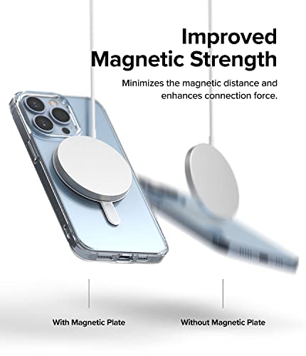 Ringke Magnetic Plate Compatible with MagSafe Accessories, Universal Adhesive Magnet Stickers with Installation Attachment Guide - White