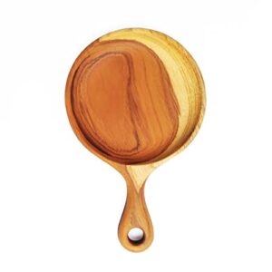 kouprey vintage natural teak boki wooden spoon plate with handle korean style eating party appetizer dinnerware utensils brown eco friendly safe serving dish tableware, 5.5 x 8.66 in.