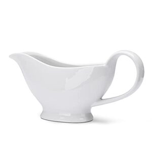 wishdeco white gravy boat, 8oz ceramic gravy jug, small sauce jug with smooth handle, porcelain sauce boat for salad dressing, broth, cream, milk