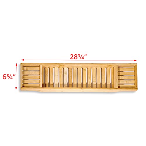 Bamboo 28.7" Long Slatted Bathtub Tray by Trademark Innovations (6.7" Wide)