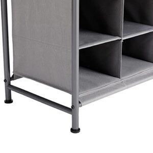 BirdRock Home 16 Cubby Shoe Rack Organizer with 4 Drawers - Grey - Free Standing Cabinet for Closet - Sturdy Metal Frame - Space Saver - Bedroom Organization