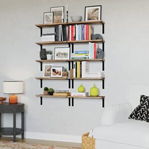 Wallniture Nola Floating Shelves for Wall, 17"x 6" Rustic Bookshelf for Living Room Decor, Bookshelves for Home Office, Kitchen, Burned Finish Storage Shelf Set of 10