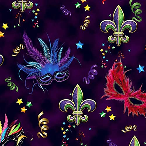 Texco Inc 100% Combed Quilting Prints Craft Cotton Apparel Home/DIY Fabric, Purple Gold Green #271 1 Yard