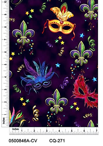 Texco Inc 100% Combed Quilting Prints Craft Cotton Apparel Home/DIY Fabric, Purple Gold Green #271 1 Yard