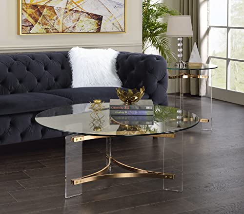 Acme Furniture Sosi Coffee Table, Gold Clear