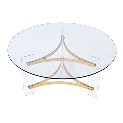 Acme Furniture Sosi Coffee Table, Gold Clear