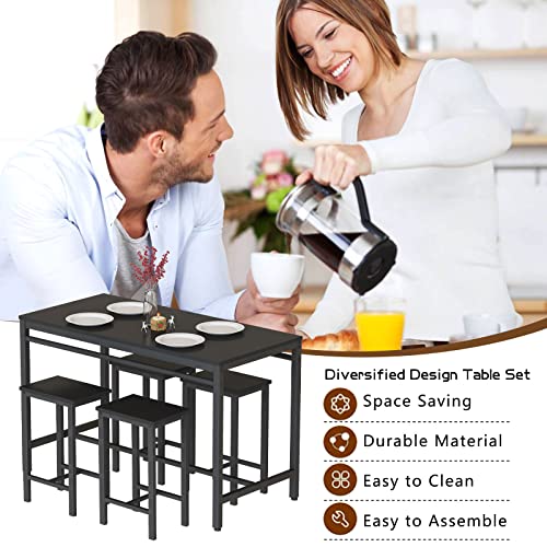 DKLGG Dining Table Set for 4/Bar Table Set, Kitchen Table with 4 Chairs for Living Room, Table and Chairs Dining Set 4 Piece Set for Bar, Pub, Apartment, Restaurant