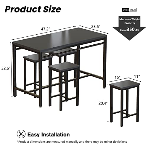 DKLGG Dining Table Set for 4/Bar Table Set, Kitchen Table with 4 Chairs for Living Room, Table and Chairs Dining Set 4 Piece Set for Bar, Pub, Apartment, Restaurant