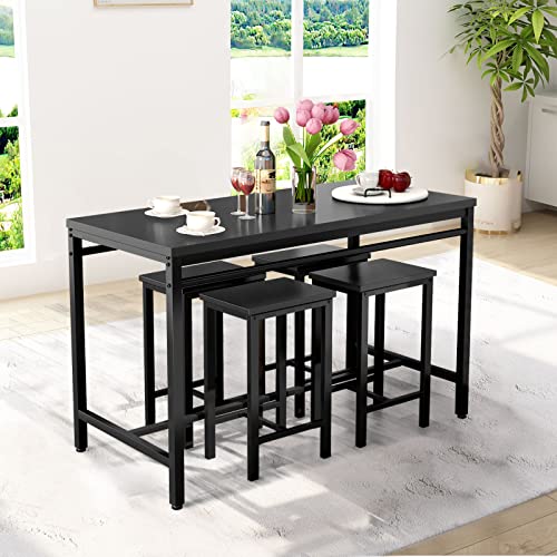 DKLGG Dining Table Set for 4/Bar Table Set, Kitchen Table with 4 Chairs for Living Room, Table and Chairs Dining Set 4 Piece Set for Bar, Pub, Apartment, Restaurant