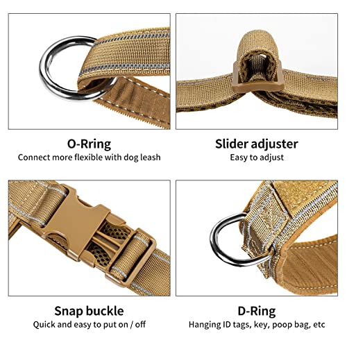 Annchwool No Pull Dog Harness with Soft Padded Handle,Reflective Strip Escape Proof and Quick Fit to Adjust Dog Harness,Easy for Training Walking for Small & Medium and Large Dog(Brown,L)