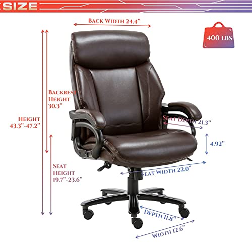 COLAMY High Back Big & Tall Office Chair 400lb Large Executive Desk Computer Swivel Chair for Heavy People