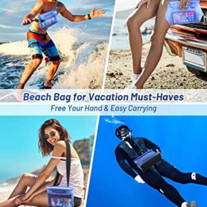 Waterproof Fanny Pack, Beach Vacation Essentials Water Proof Pouch Bag with Waist Strap, Cruise Accessories Must Haves to Keep Phone Valuables Safe Dry Perfect for Boating Swimming Snorkeling Kayaking