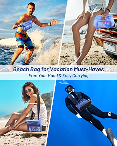 Waterproof Fanny Pack, Beach Vacation Essentials Water Proof Pouch Bag with Waist Strap, Cruise Accessories Must Haves to Keep Phone Valuables Safe Dry Perfect for Boating Swimming Snorkeling Kayaking