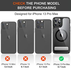 SUPERONE Defender Mag Safe Case for iPhone 13 Pro Max with Stand, [Magnetic Strength Enhanced] [Anti-Yellowing] [Military Grade Protection] Shockproof Slim Protective Phone Case 6.7 inch, Black