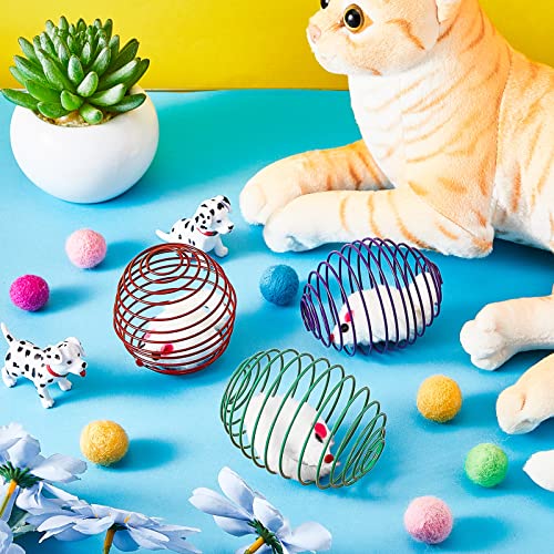 5 Pcs Cat Spring Balls Stretchable Cat Springs Toys Interactive Cat Toys Rolling Cat Balls Colorful Playful Coils Spring Action Toy Caged Rats for Kitten Cat Pet Supplies Indoor Play, Random Color