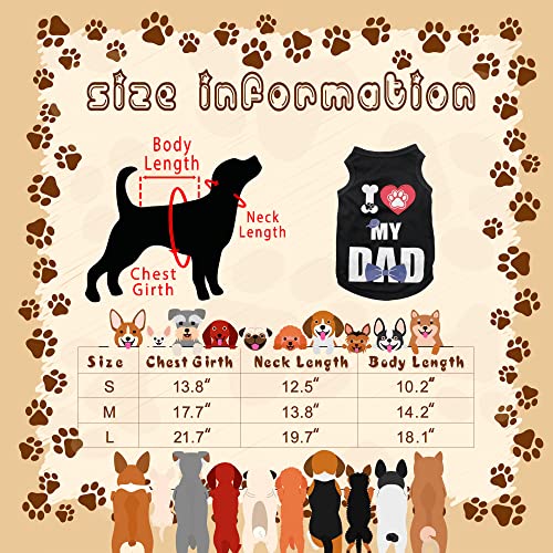 Cute Dog Shirt for Small Dogs Girl Cotton Dog T Shirts for Medium Dogs Funny Heart Embroidery I Love My Dad Patterns Breathable Puppy Tank Top Vest Tee Sleevless Black,Dog Gifts for Dog Father