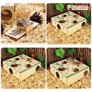 Wooden Enrichment Toys for Small Animals, Hamster Chew Toys, Interactive Hide Tunnel Puzzle Game,Mental Stimulation Toy for Hamster,Guinea Pig,Rabbit,Chinchilla (Style 3)