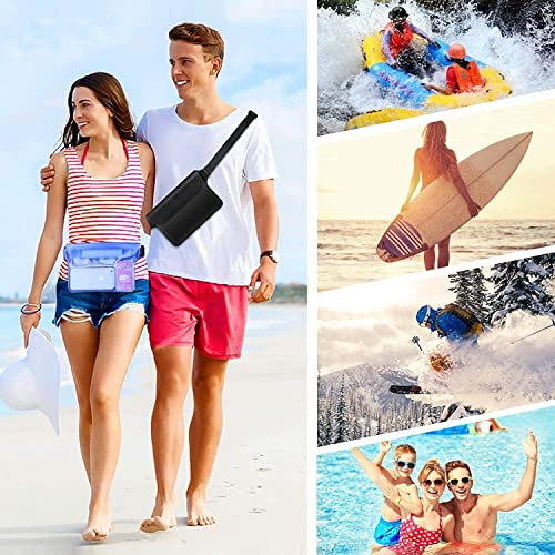 Waterproof Pouch with Waist Strap Beach Accessories Best Way to Keep Your Phone and Valuables Safe and Dry Perfect for Boating Swimming Snorkeling Kayaking Beach Pool Water Park 2 Pack Black+Blue