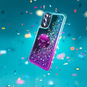 Silverback for Moto G Stylus 5G 2022 Case, Moving Liquid Holographic Sparkle Glitter Case with Kickstand, Girls Women Bling Diamond Ring Slim Protective Case for Motorola G Stylus 5G (2022), Purple