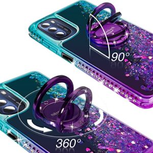 Silverback for Moto G Stylus 5G 2022 Case, Moving Liquid Holographic Sparkle Glitter Case with Kickstand, Girls Women Bling Diamond Ring Slim Protective Case for Motorola G Stylus 5G (2022), Purple