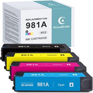 actualcolor c remanufactured ink cartridge replacement for hp 981a 981 for hp pagewide enterprise color 556 556dn flow mfp 586dn 586f 586 printer (black cyan magenta yellow,4-pack)