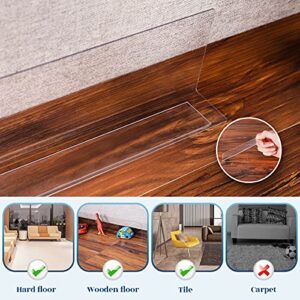 Under Bed Blocker for Pets Gap Bumper Under Couch Blocker Stop Dogs and Cats Safety PVC Adjustable Clear Toy Blocker for Bed and Sofa Barrier Blocking with Strong Adhesive 8 Pack, 4.7'' Height 126" L