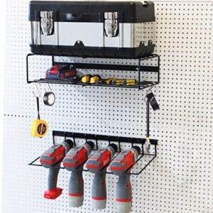 Aceart Power Tool Organizer with 4 Hook Heavy Duty, Separate Electric Drill Storage Rack Heavy Duty Metal Hardware Tool Shelf for Garage Wall, Handheld Tools