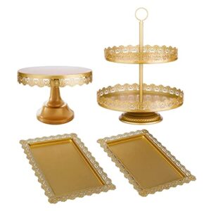 itoids 4pcs gold cake stand set cupcake stands holder bakery dessert display fruit platter serving for wedding birthday baby shower party celebration home decoration