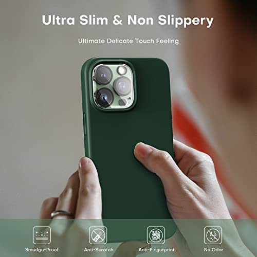 TOCOL 5 in 1 for iPhone 13 Pro Case, with 2X Screen Protector + 2X Camera Lens Protector, Liquid Silicone Phone Case for iPhone 13 Pro, Alpine Green