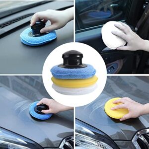 Carkio Microfiber Applicator Pads Car Wax Applicator Pads Pack of 5 Microfiber Sponge Applicators with Grip Handle