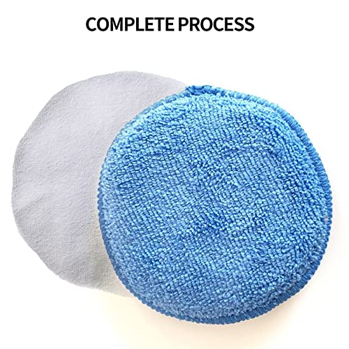 Carkio Microfiber Applicator Pads Car Wax Applicator Pads Pack of 5 Microfiber Sponge Applicators with Grip Handle