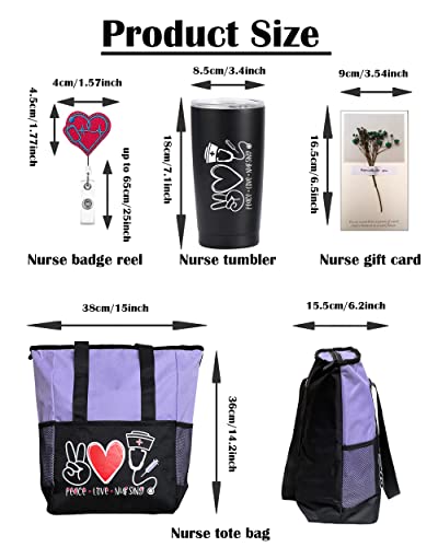 Nurse Accessories for Work Nurse Gifts - Nurse Tote Bag with Stainless-Steel Tumbler, Nurse Badge Reel Gift Card Great Thank You nurse gifts RN Gift and Perfect Graduation Gift Nurse Bag for Work