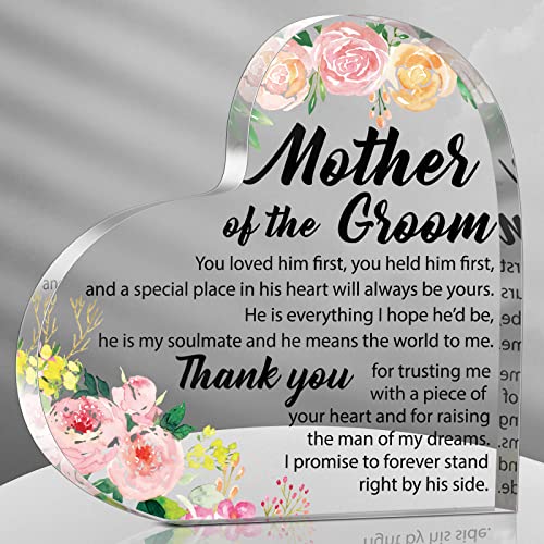 Yulejo Gift for Mother of the Groom from Bride Mother of the Groom Gifts Wedding Gifts Acrylic Square Heart Gift Thank You Gift for Mom Wedding Gifts for Mother of the Groom (Delicate Style)