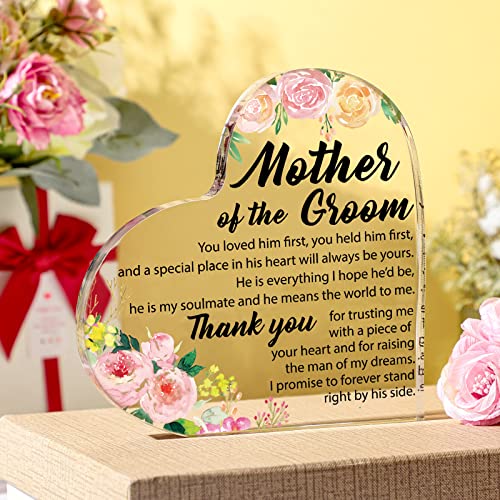 Yulejo Gift for Mother of the Groom from Bride Mother of the Groom Gifts Wedding Gifts Acrylic Square Heart Gift Thank You Gift for Mom Wedding Gifts for Mother of the Groom (Delicate Style)