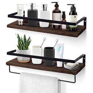 uten floating shelves, wall mounted storage shelves, wall shelf for kitchen/bathroom/bedroom, bathroom shelf with towel bar, storage sturdy structure & decoration, floating shelves for wall set of 2