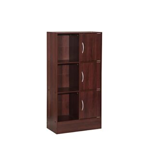 contemporary home living 47" mahogany brown multipurpose bookcase with doors