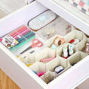 benbigbee Honeycomb Drawer Organizer, 12 Pcs Adjustable Underwear Organizer For Drawer Sock Clothes, Drawer Dividers Organizer For Belts, Ties, Clothing, Makeup, Office Supplies (White)