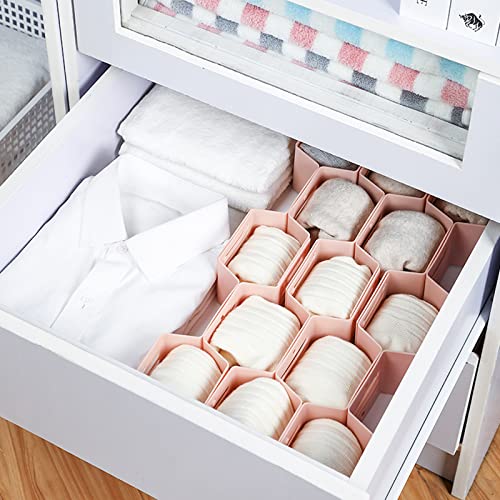 benbigbee Honeycomb Drawer Organizer, 12 Pcs Adjustable Underwear Organizer For Drawer Sock Clothes, Drawer Dividers Organizer For Belts, Ties, Clothing, Makeup, Office Supplies (White)