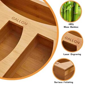 Bvalor Bamboo Ziplock Bag Storage Organizer - 4 Separate Baggie box for kitchen Drawer - Food Storage Bag - Suitable for Gallon, Quart, Sandwich and Snack - Single Piece Design