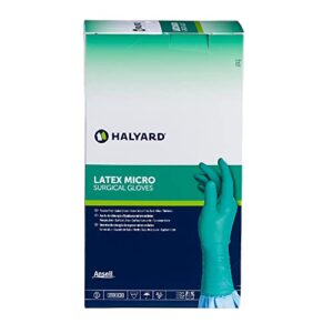 HALYARD Surgical Glove, Latex Micro, 7.5 mil Thick, Individually Wrapped Pairs, Powder Free, Sterile, 7.5 Medium, Teal, SGL60075 (Box of 50 Pairs - 100 Total)