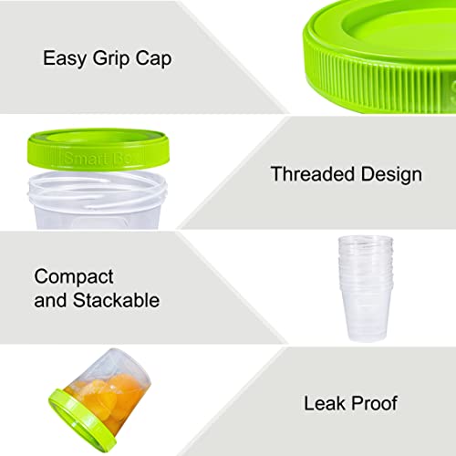 ARNO Food Containers Screw Seal Lid Twist Top Storage Organizer Twist Cap 11.8 OZ Set of 6 BPA Free