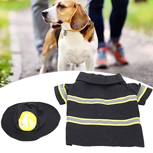 Canvas Pet Dog Firefighter Clothes, Dog Firefighter Costume with Hat, Pet Halloween Puppy Dog Jacket for Festive XL